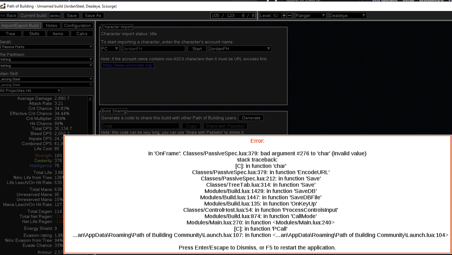Unable to save/export build after import · Issue #3670 · PathOfBuildingCommunity/PathOfBuilding ...