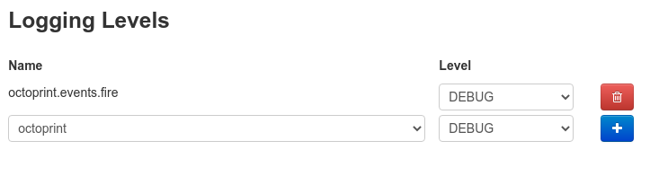 Logging level for "octoprint" appears on Logging levels even though it isn't been logged · Issue ...