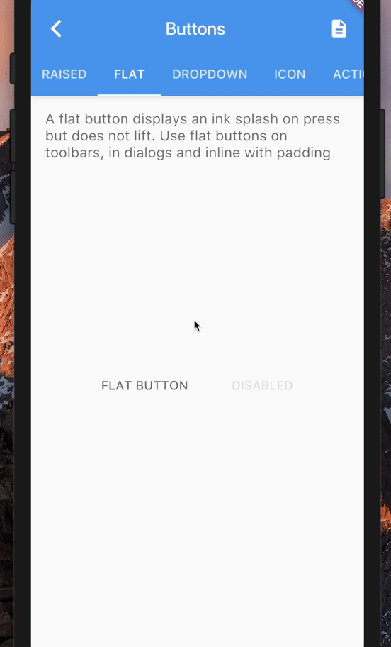 Swiping up in Buttons demo moves the tab to the left and right slightly · Issue #9220 · flutter ...