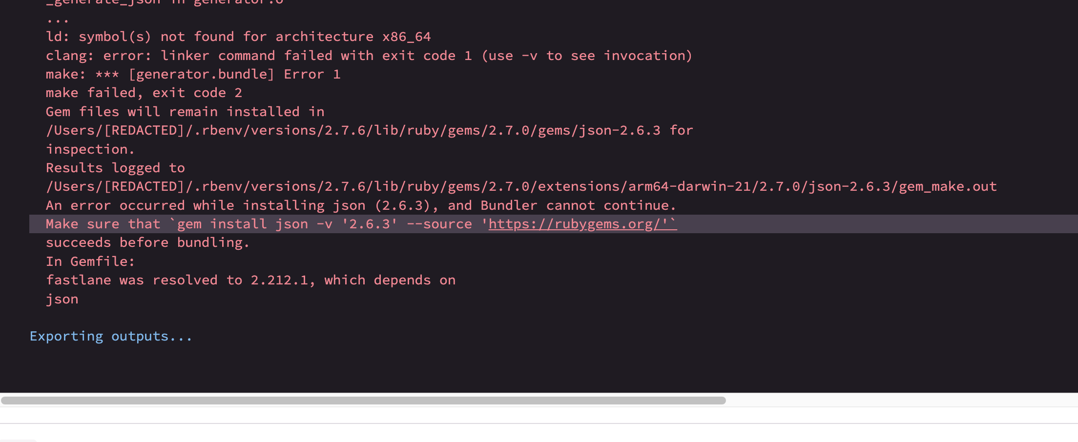 Xcode Archive & Export for iOS failed with bundle install failed for Xcode 14.x on M1 · Issue ...