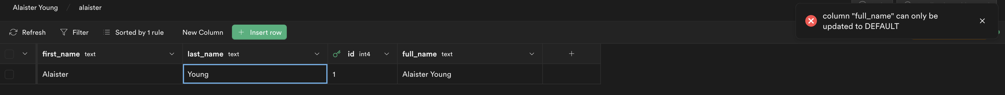Table editor errors when updating rows with a generated column · Issue #6091 · supabase/supabase ...