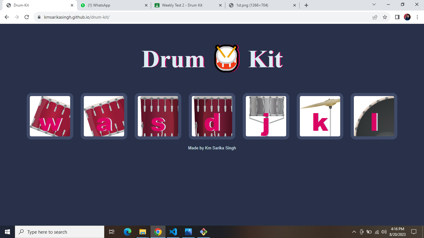 GitHub - KmSarikaSingh/drum-kit