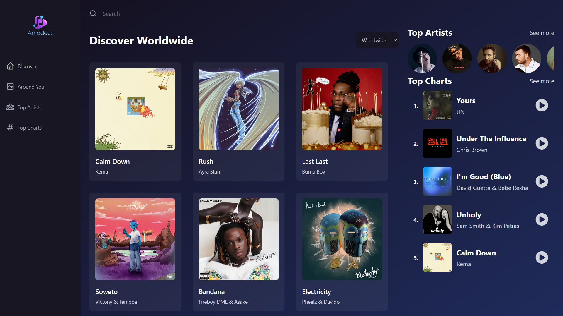 GitHub - cnajmeddine/Amadeus-music-player: A free spotify alternative with a large library of songs.