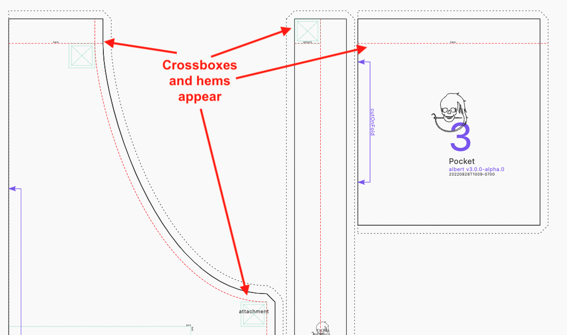 [bug]: [albert] Crossboxes and hemlines do not appear if seam allowance is disabled or zero ...