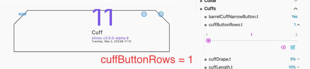 [bug]: (simon) Cuff Button Rows option isn't working properly · Issue #3967 · freesewing ...