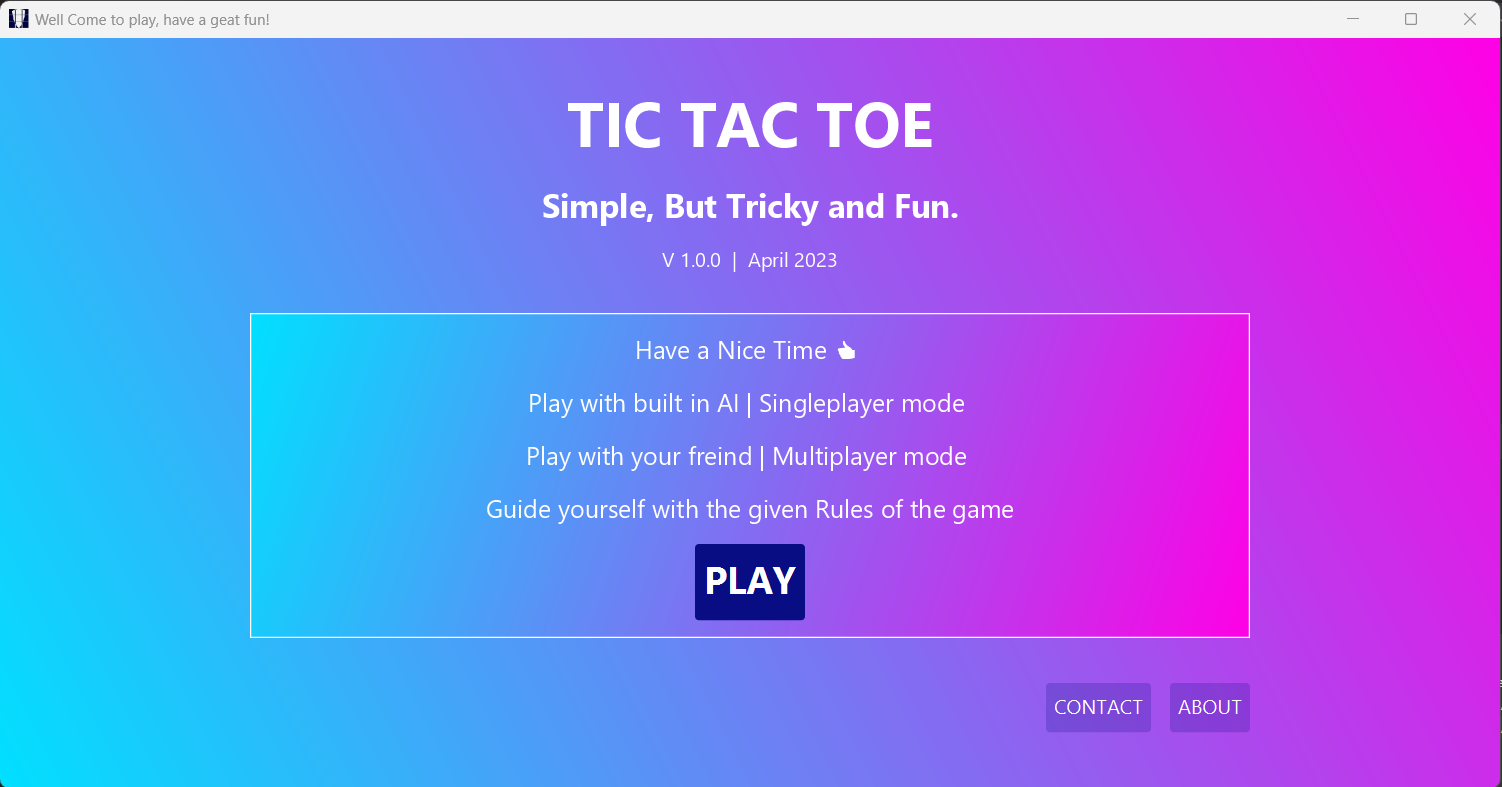 Github Sgc93 Tictactoe Desktop Game A Cool Desktop App Fully Functional Single And Multi
