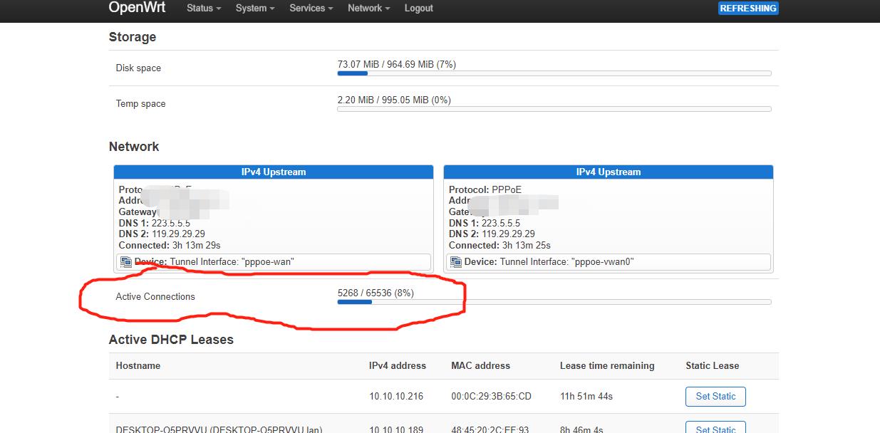 When the Active Connections is very high, click the connection and ...