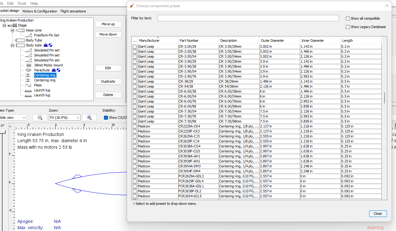 Loc Precision Centering Rings Missing In 2202beta04 · Issue 1695 · Openrocketopenrocket 