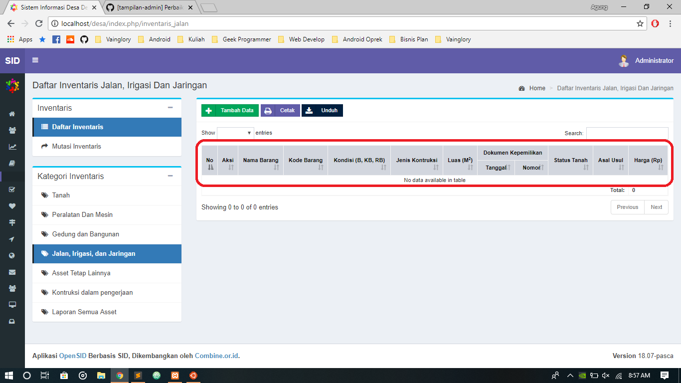 [tampilan-admin] Perbaikan tampilan table inventaris jalan · Issue ...