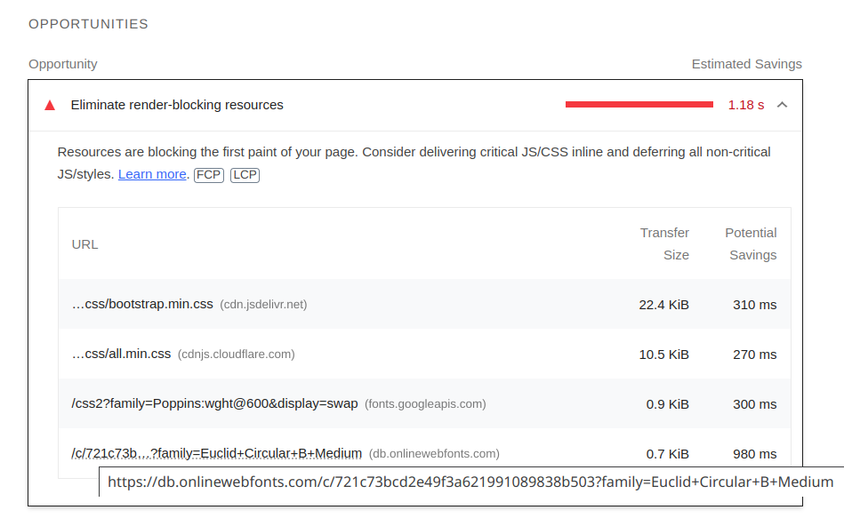 Font Provider db.onlinewebfonts.com Blocks First Contentful Paint and ...