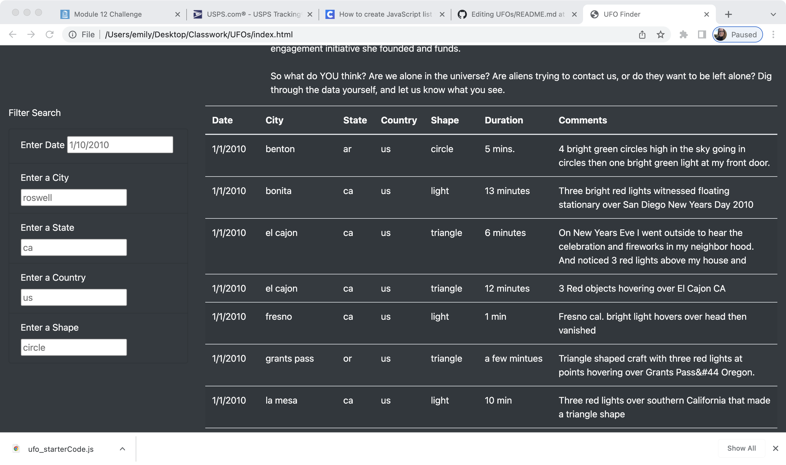 GitHub - pharmeac/UFOs