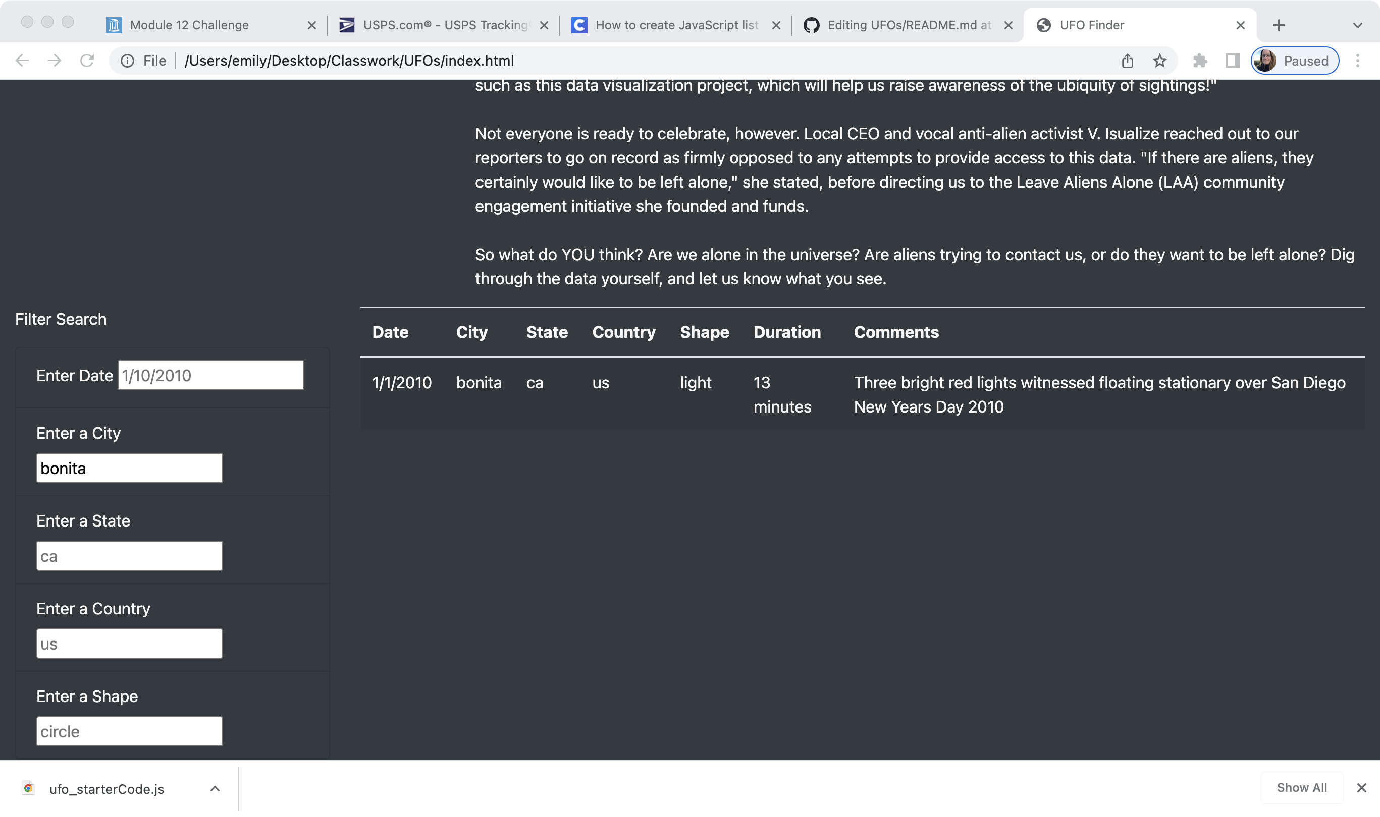 GitHub - pharmeac/UFOs