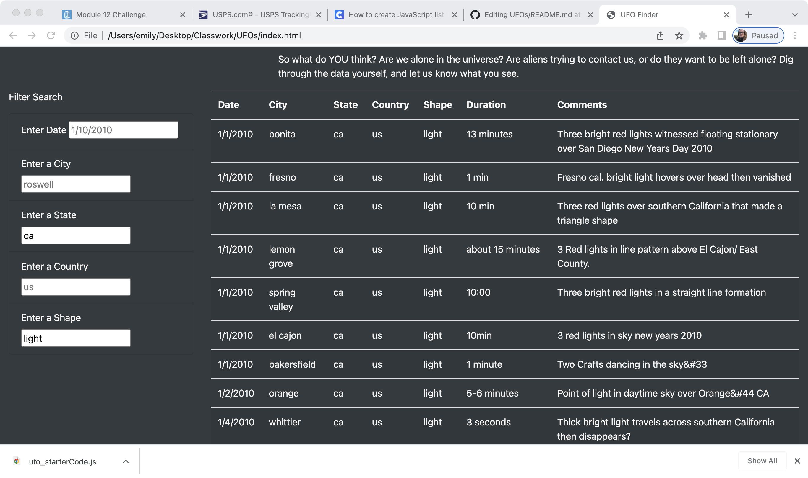 GitHub - pharmeac/UFOs