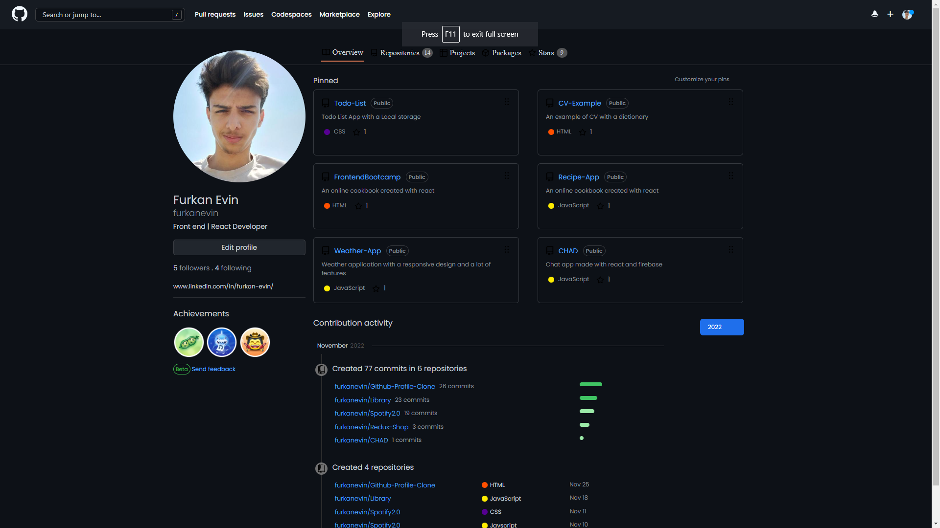 GitHub - furkanevin/GitHub-Profile-SCSS: Recreated My GitHub Profile with SCSS