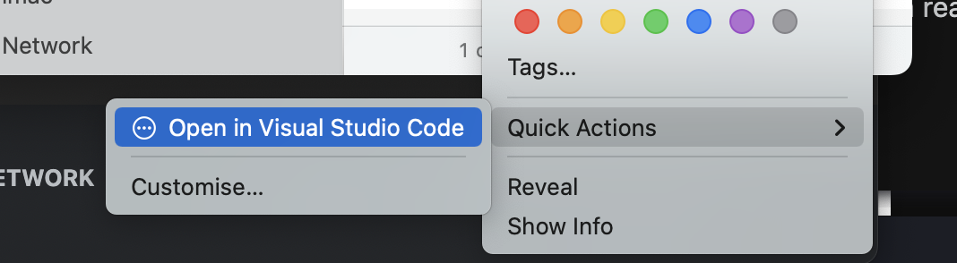  Open In Visual Studio Code In MacOS Context menu GitHub