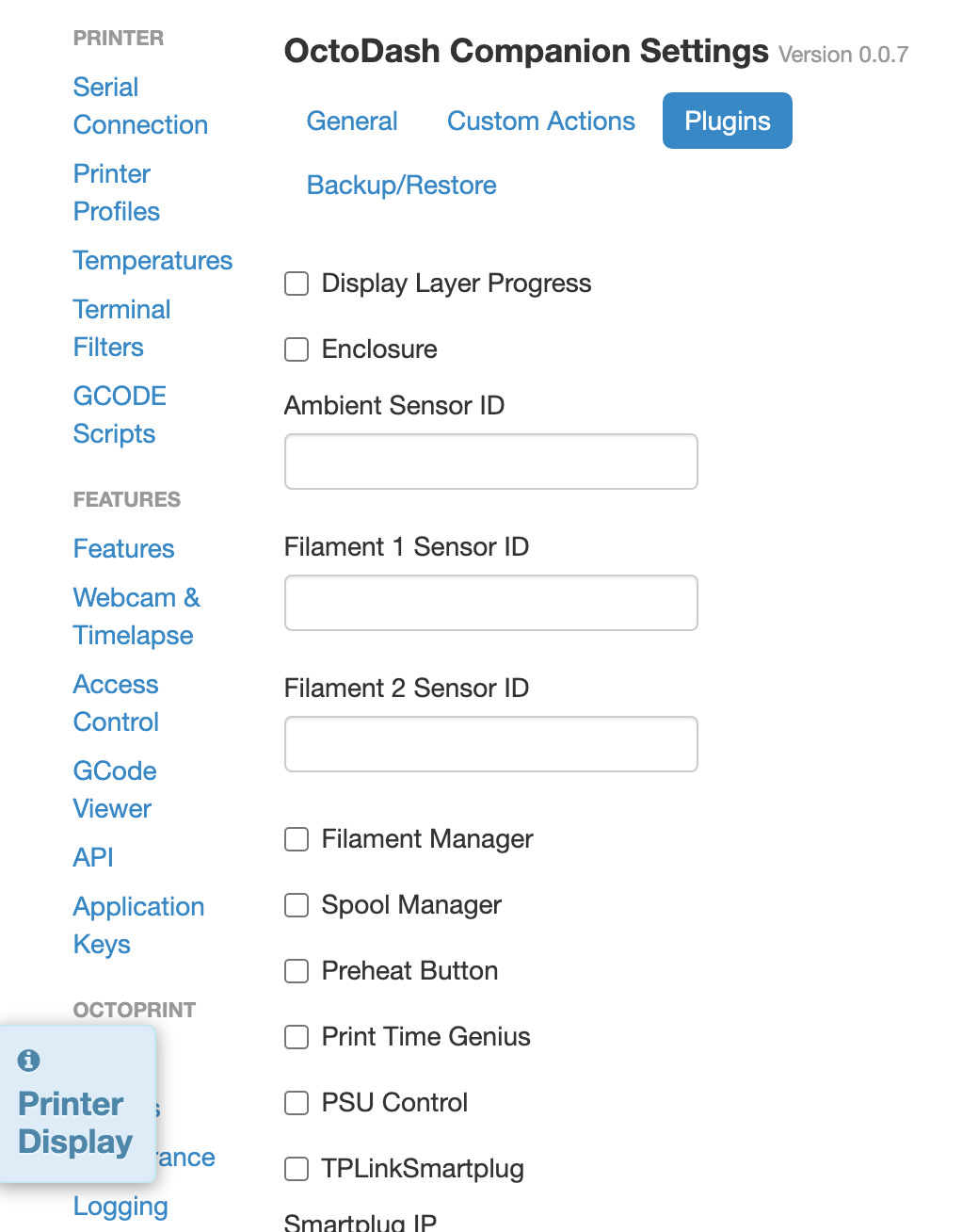 Can't uninstall (or disable via Companion Octoprint plugin) the OctoDash plugins · Issue #2792 ...