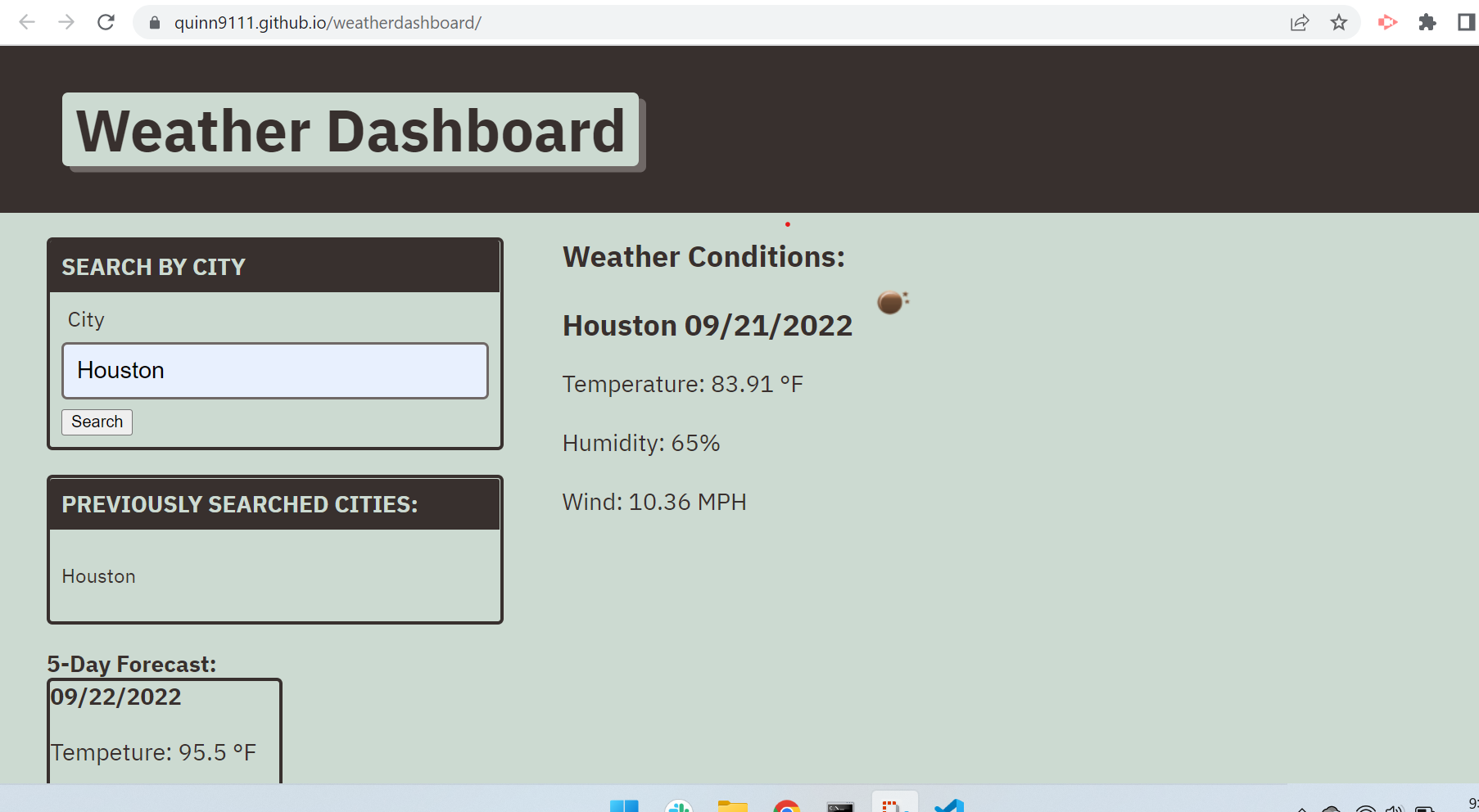GitHub - quinn9111/weatherdashboard
