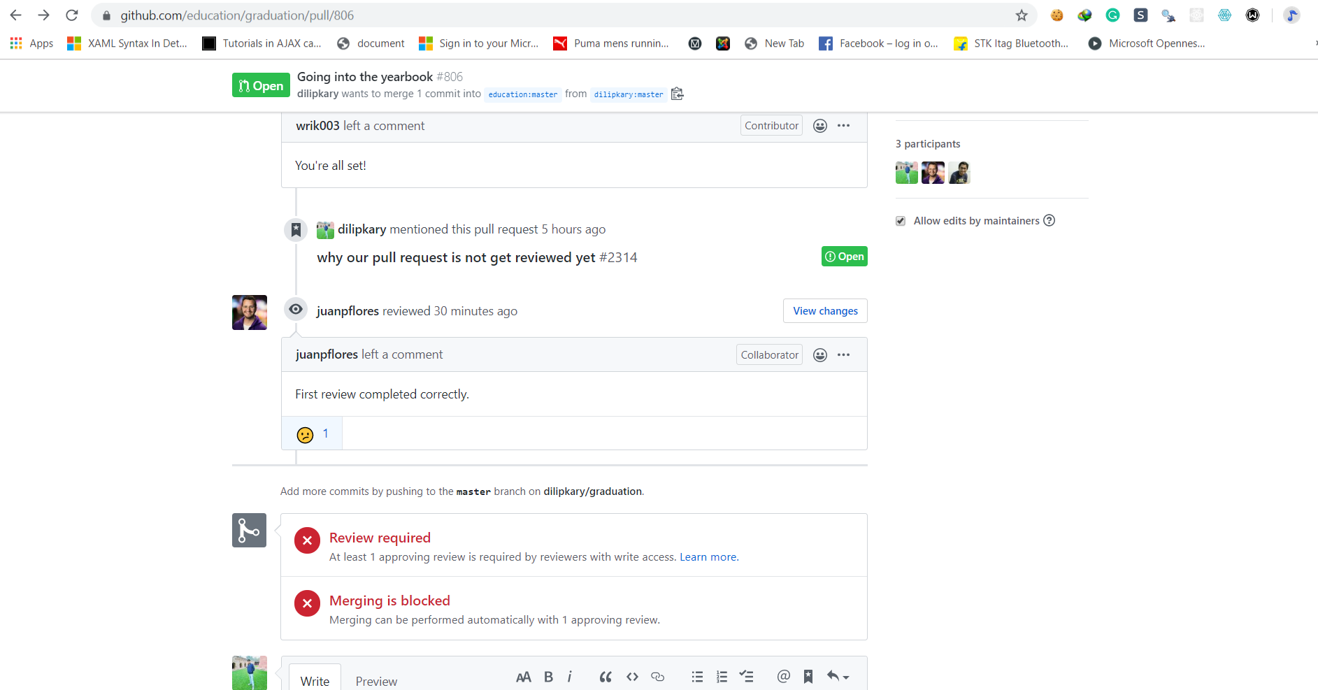why our pull request is not get reviewed yet · Issue #2314 · github-education-resources ...