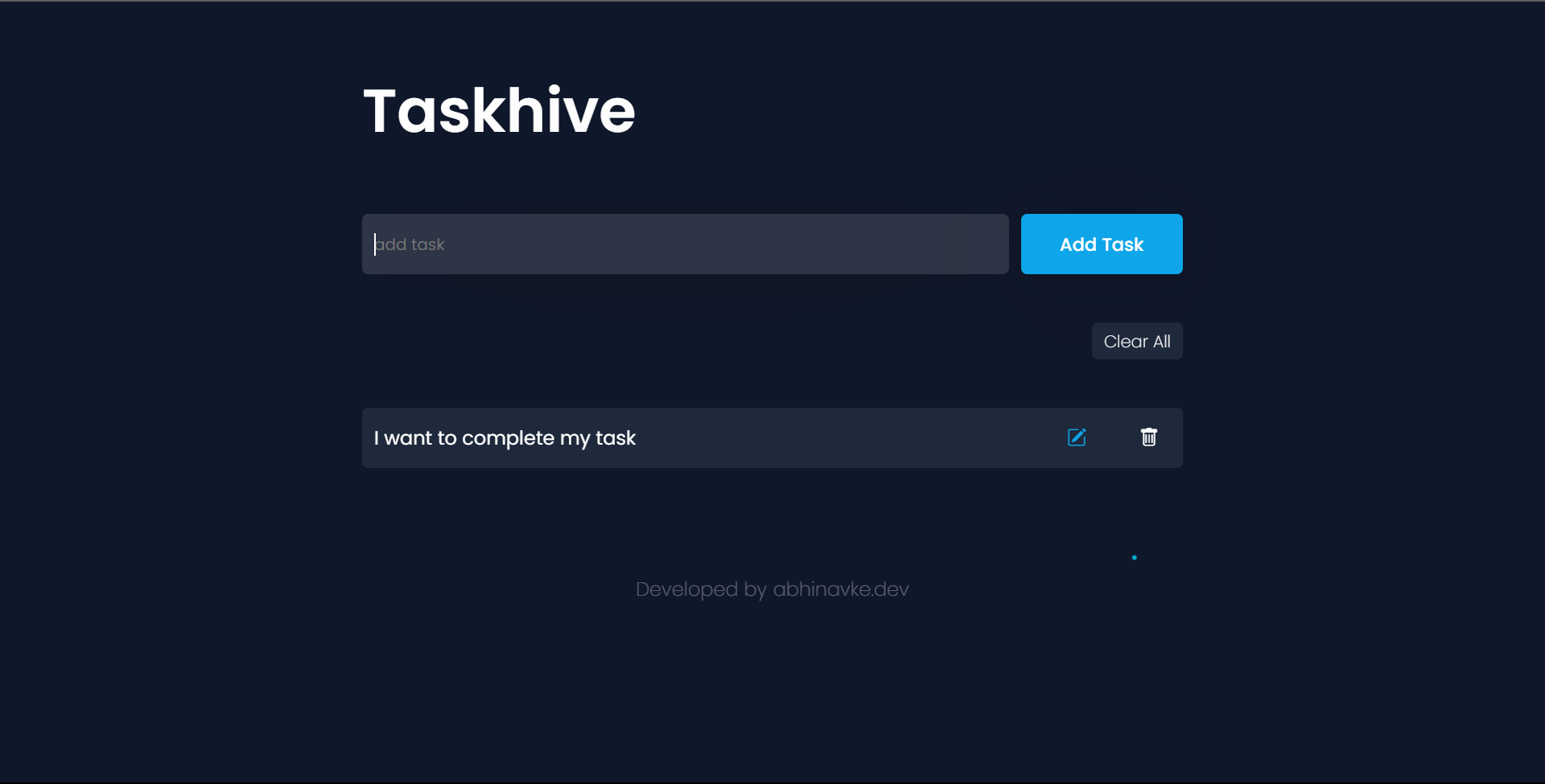 GitHub - Abhinav-K-E/Taskhive: Todo list using React