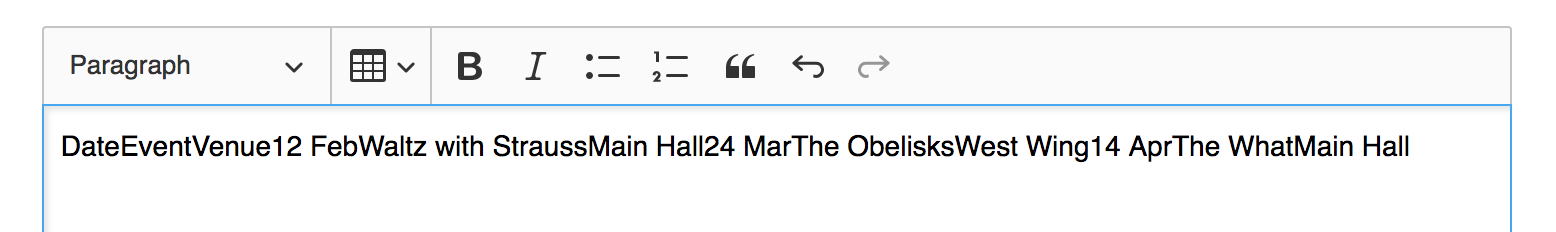 The table should not be pasted as plain-text for certain selection ...