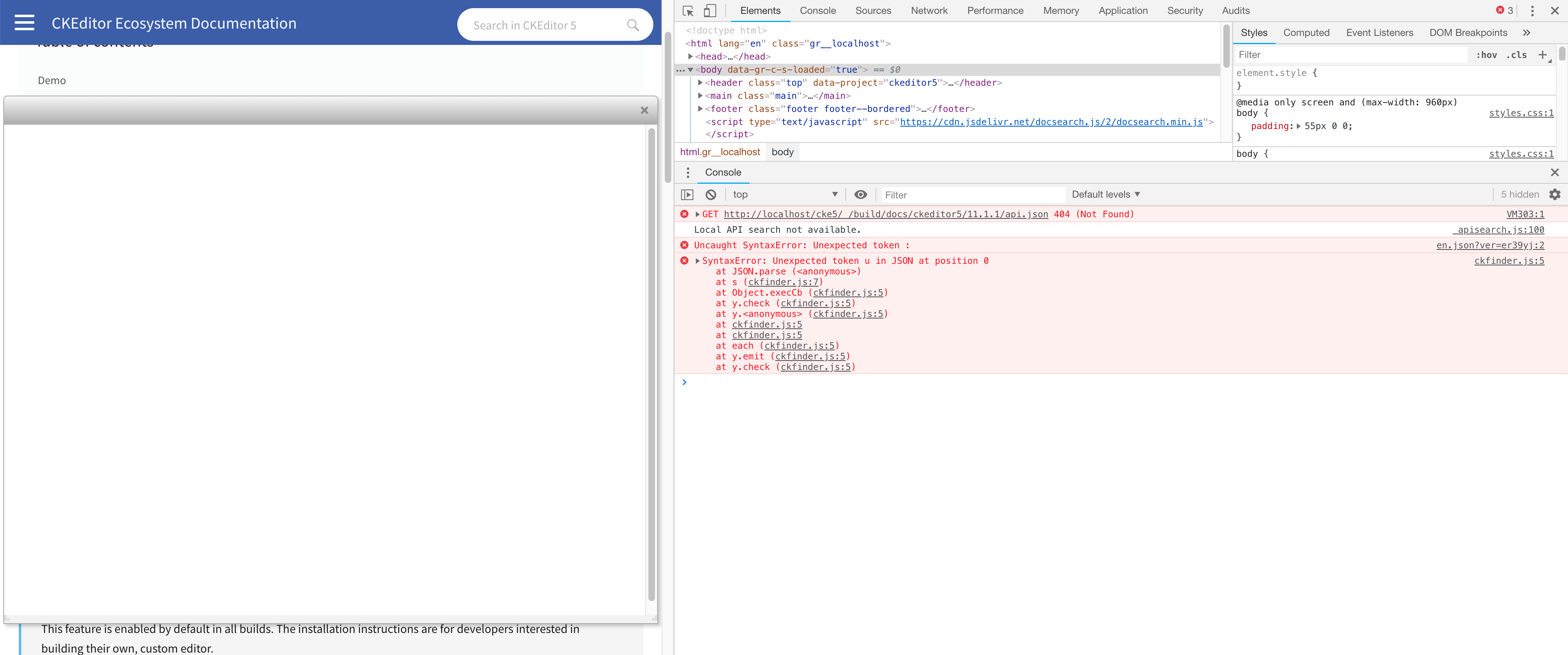 Use the new version of CKFinder (3.4.5) in docs · Issue #2634 ...