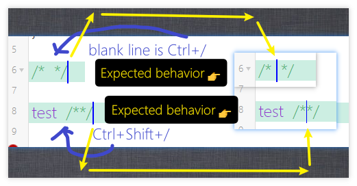 After inserting a comment when without selection, auto move the cursor to the middle of ...