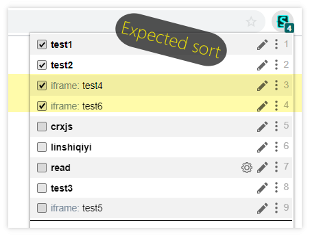 Unable to change the order/sort of Popup's enabled iframe · Issue #1095 · openstyles/stylus · GitHub