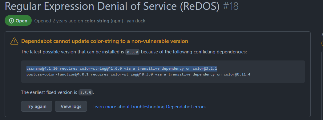 [feature Request] Regular Expression Denial Of Service Redos · Issue 1505 · Cssnano Cssnano
