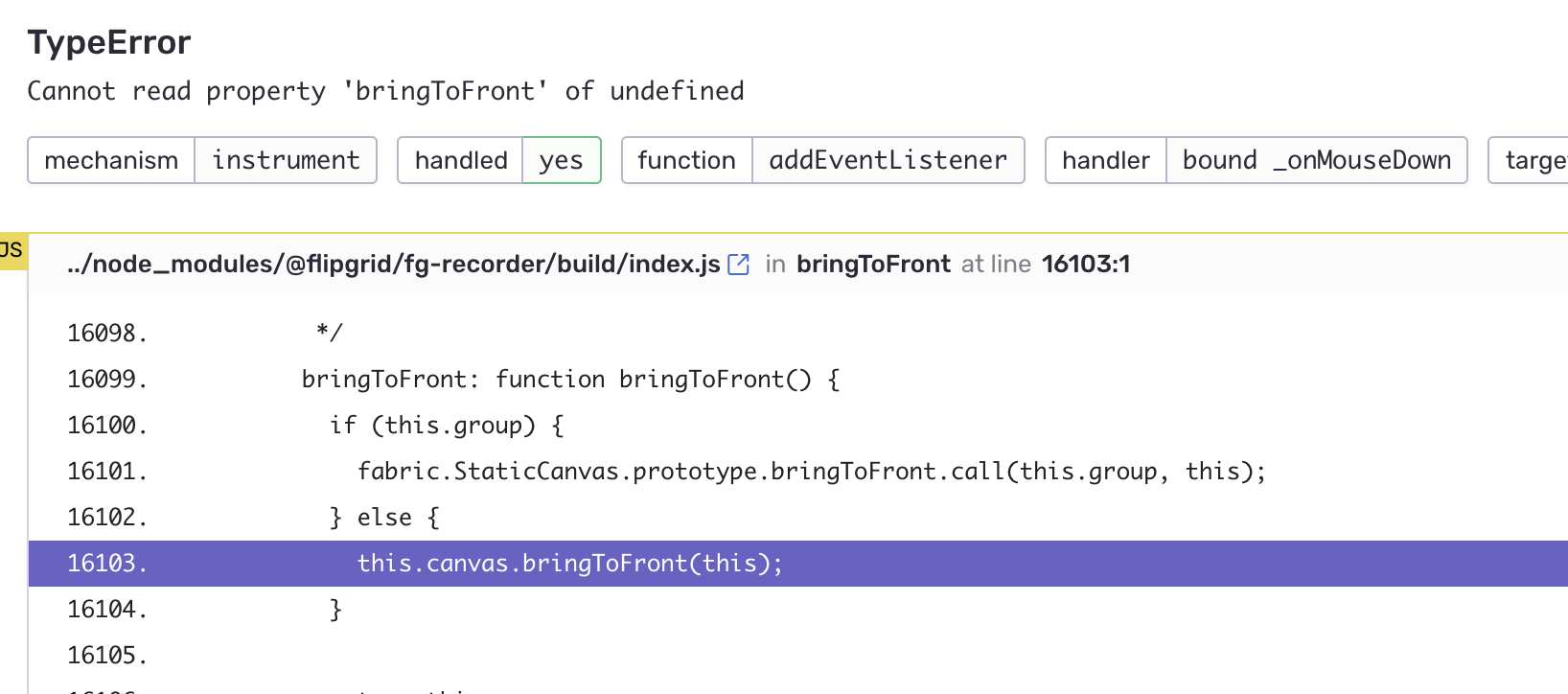 Cannot read property 'bringToFront' of undefined · Issue #6065 · fabricjs/fabric.js · GitHub