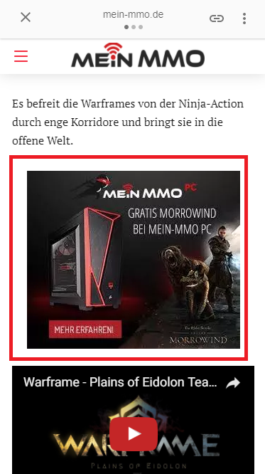 mein-mmo.de (Google AMP) - Ads - Ad leftover - Social widget · Issue ...