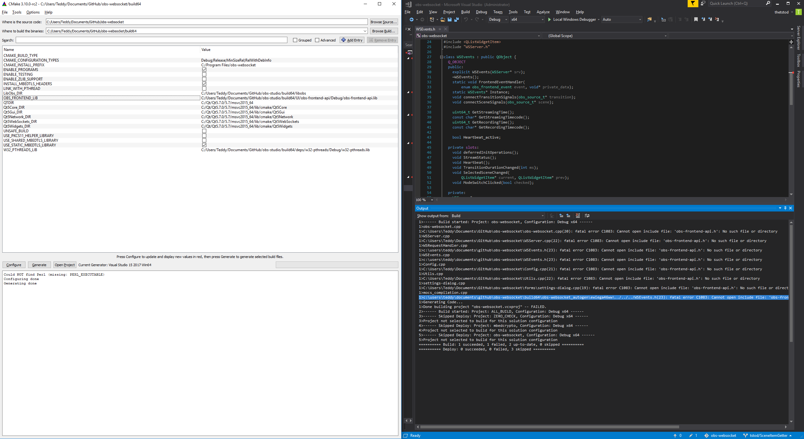 Windows 64 Compilebuild Errors · Issue 140 · Obsprojectobs Websocket · Github