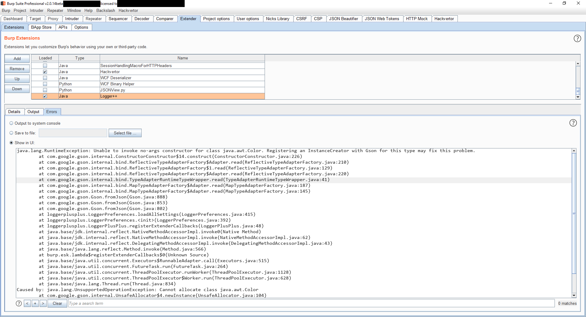 Logger++ Exception Upon Install in Burp Suite 2.0.14beta · Issue #65 · nccgroup/LoggerPlusPlus ...
