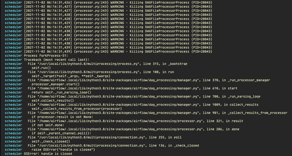 Scheduler Dying/Hanging v2.0.0: WARNING - Killing ...