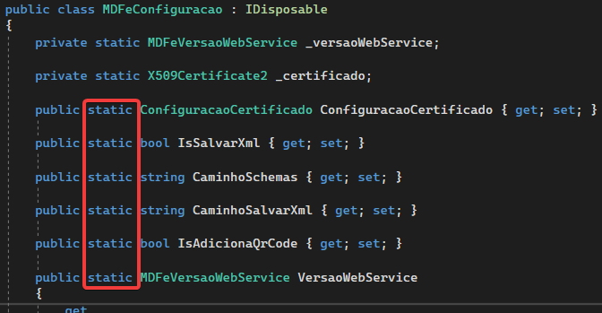 Classe MDFeConfiguracao com propriedades estáticas · Issue #1423 · ZeusAutomacao/DFe.NET · GitHub