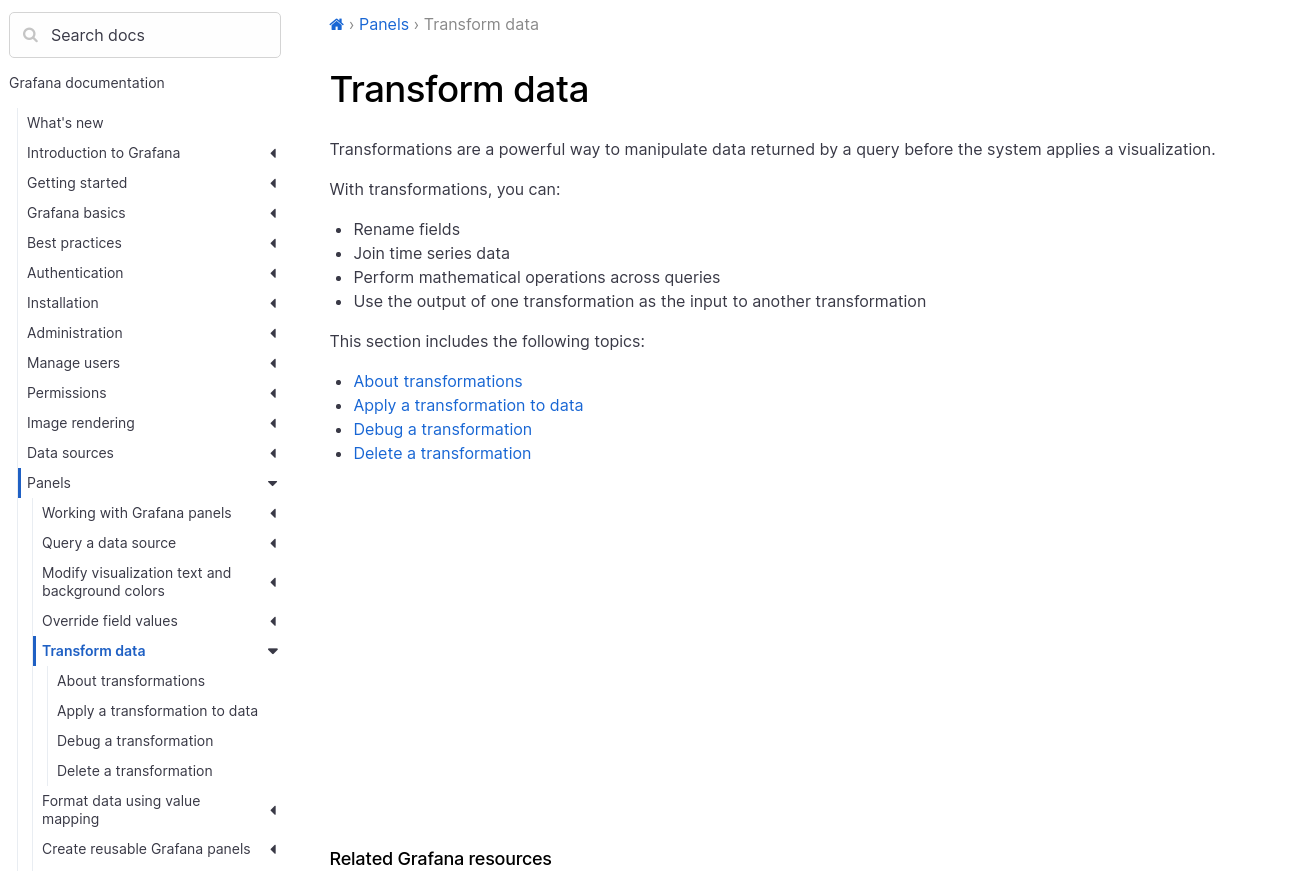 Docs: Broken transformations docs · Issue #46818 · grafana/grafana · GitHub