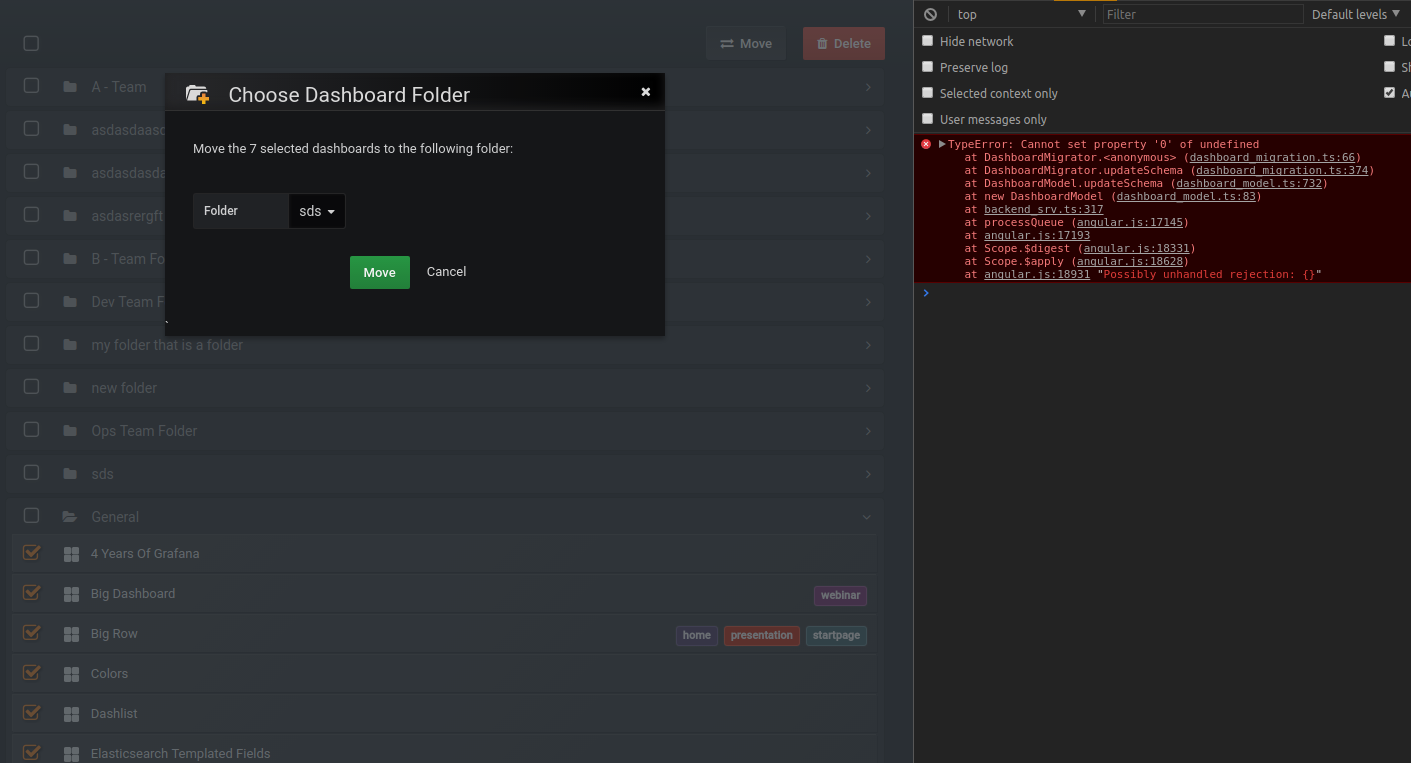 Bug V5 Beta1 Batch Move From General To Folder · Issue 10818 · Grafanagrafana · Github
