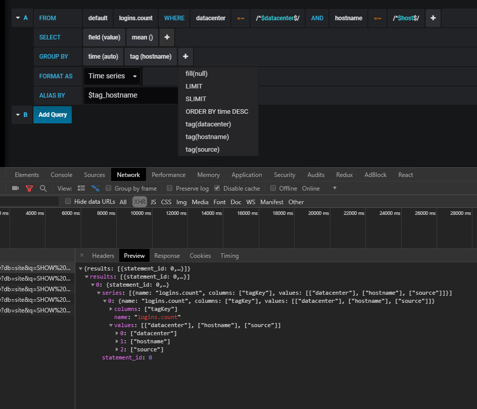 bug : influxdb metrics query editor - interactive - empty group by options · Issue #13861 ...