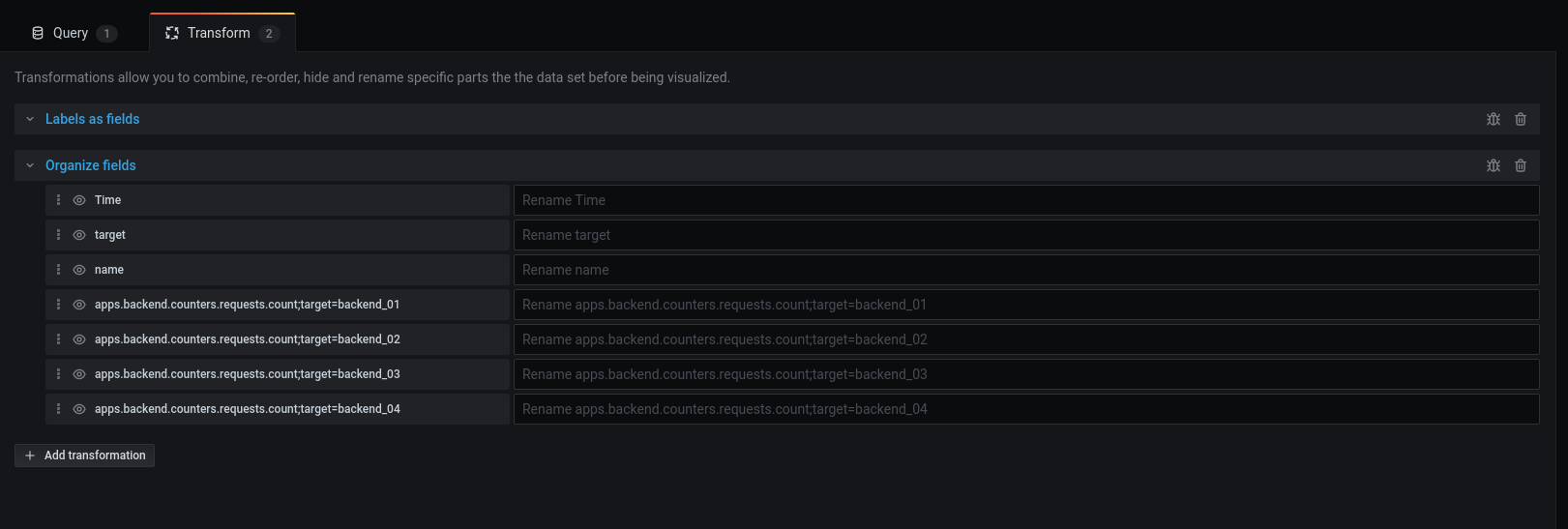 Dataframe And Visualizations Support Field Labels Better Differently · Issue 23769 · Grafana