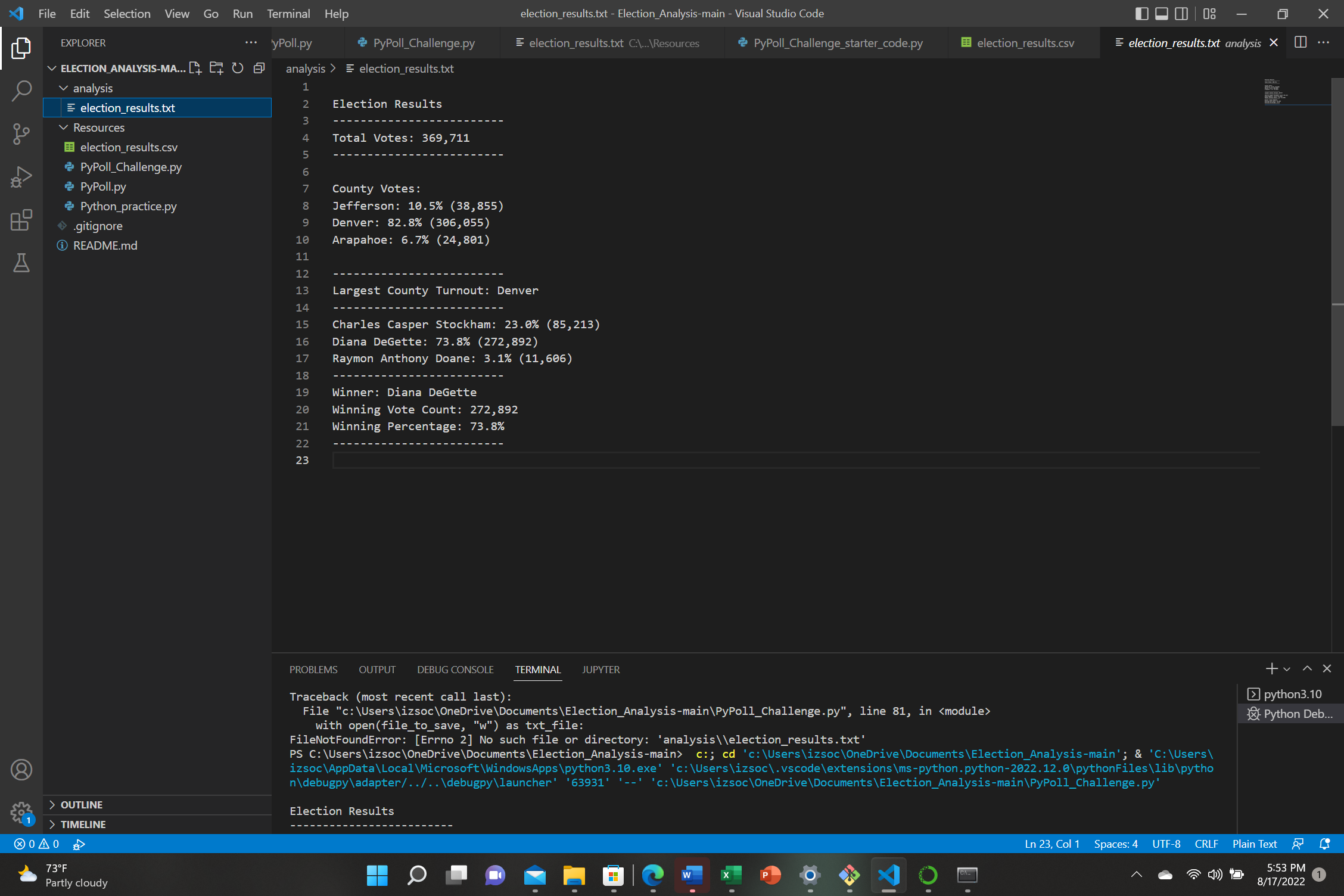 GitHub - harryshouldice1/Election_Analysis