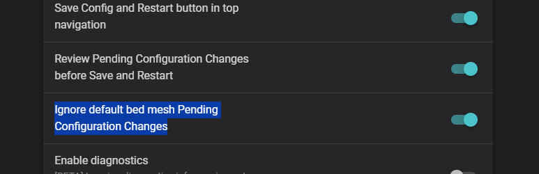 Add to fluidd config to ignore Pending changes prompt for bed_tilt_calibrate like bed_mesh is ...