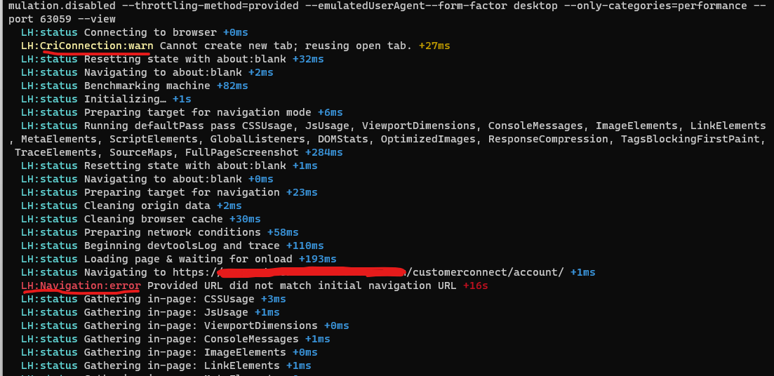 Running Lighthouse audit through CLI is not giving correct metrics and as I see on view map ...