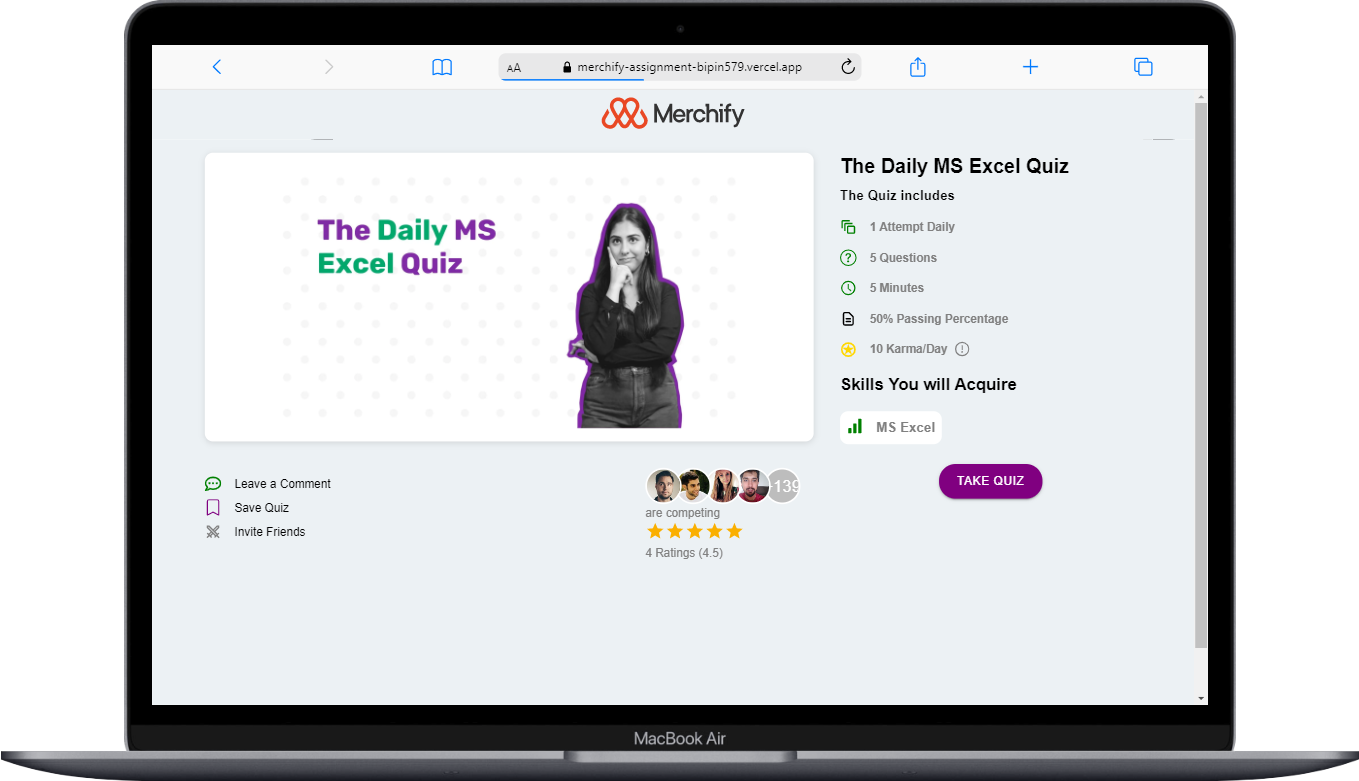 GitHub - Bipin579/Merchify_assignment: It is a quiz web application where users can play quiz ...