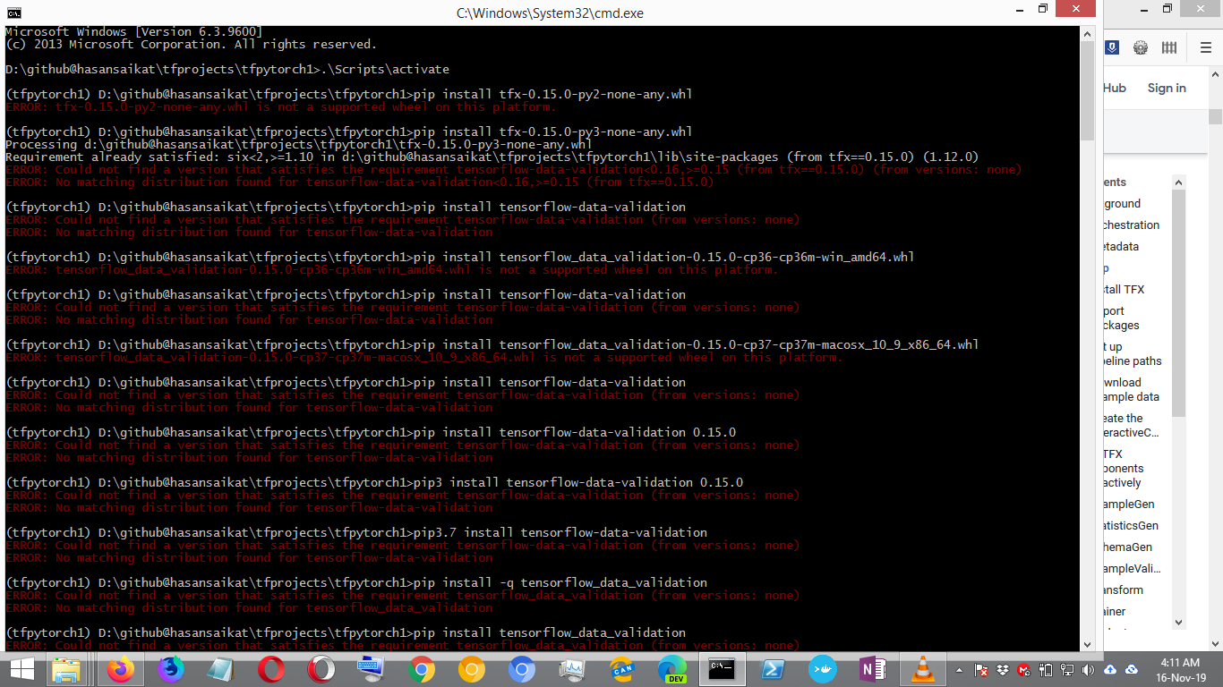 Can't install TFX using python 3.7-venv/pip on windows 8.1/10 · Issue #950 · tensorflow/tfx · GitHub
