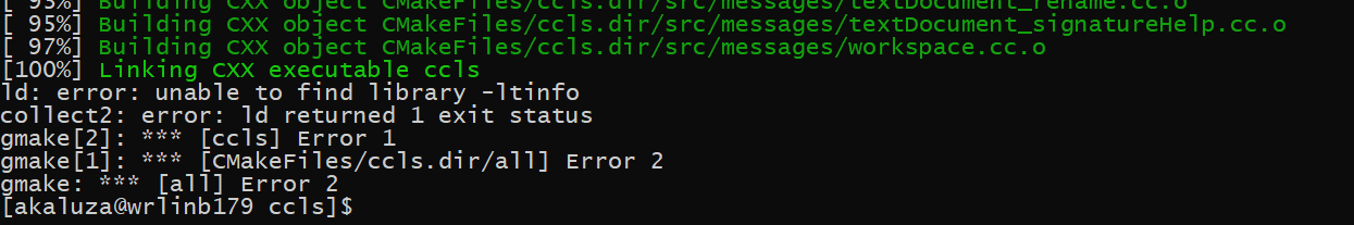 Cmake Build Fails Ld Error Unable To Find Library Ltinfo · Issue