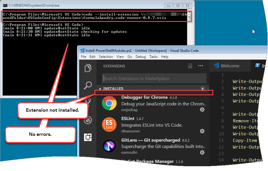 VS Code Extension Management via CLI Silently Fails for Non-Elevated ...