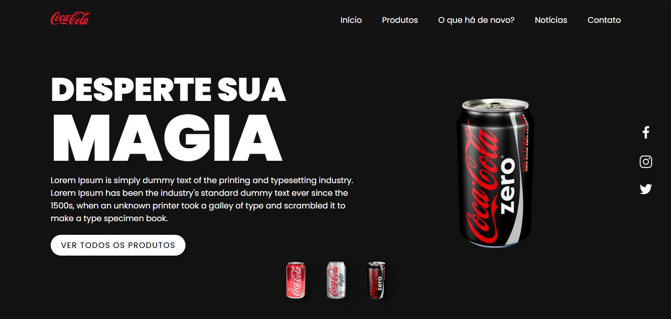 GitHub - EmanuelNogueira/Landing_page: Projeto Landing Page feito da empresa Coca Cola