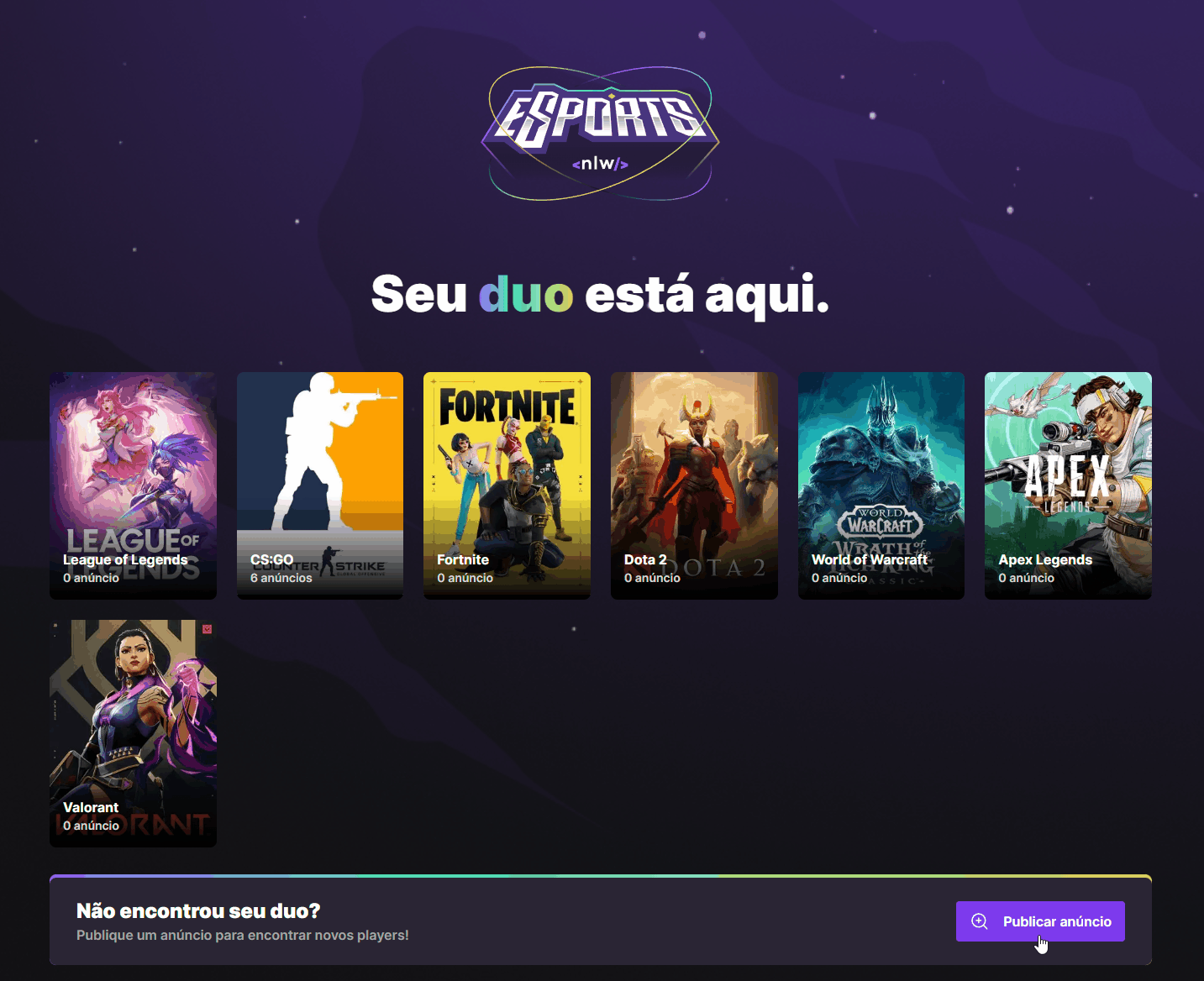 GitHub - leomatholiveira/eSports-nlw: Project NLW (2022) - eSports (web-server)