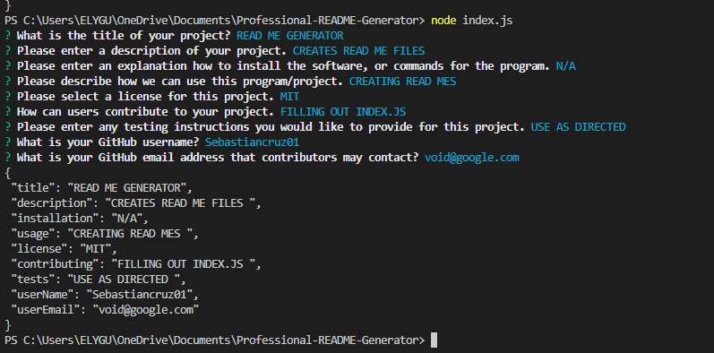 Github Sebastiancruz0109 Professional Readme Generator A Command Line Application That 