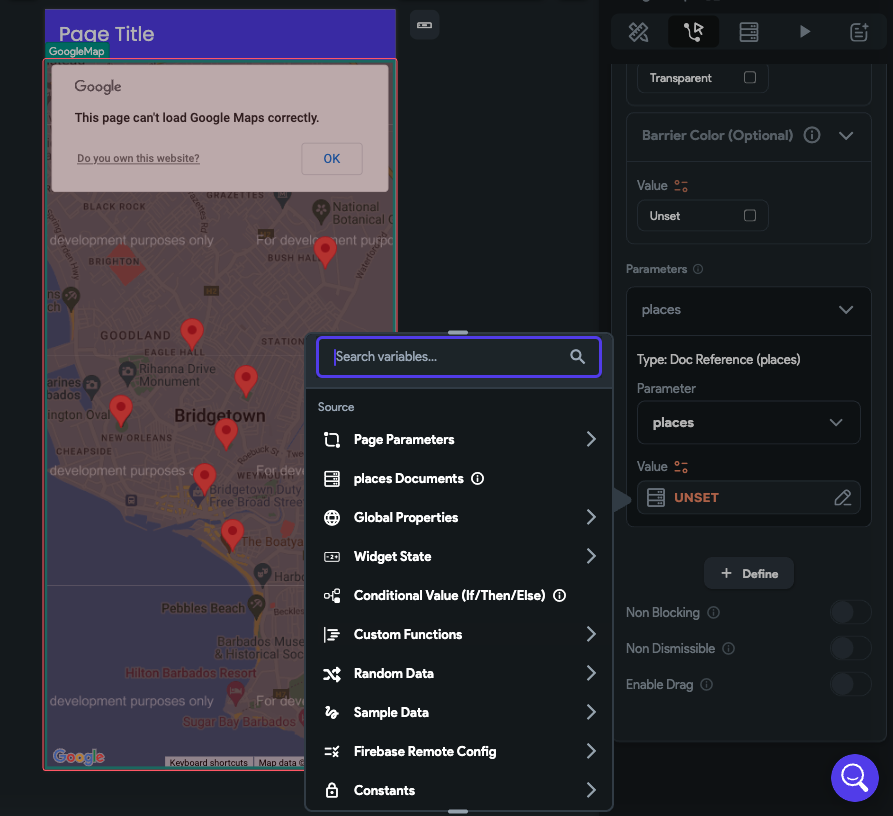 Record Marker not an option to be selected on the GoogleMaps widget · Issue #873 · FlutterFlow ...