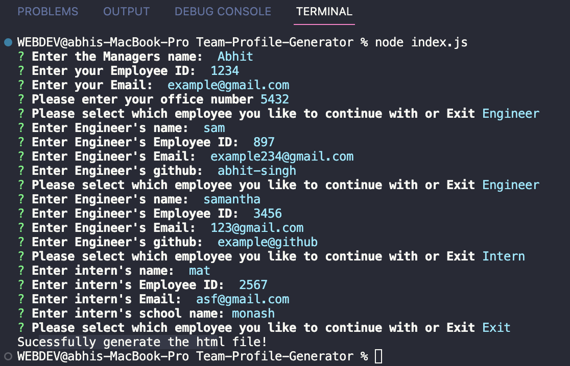 GitHub - Abhit-Singh/Team-Profile-Generator: Team Profile Generator